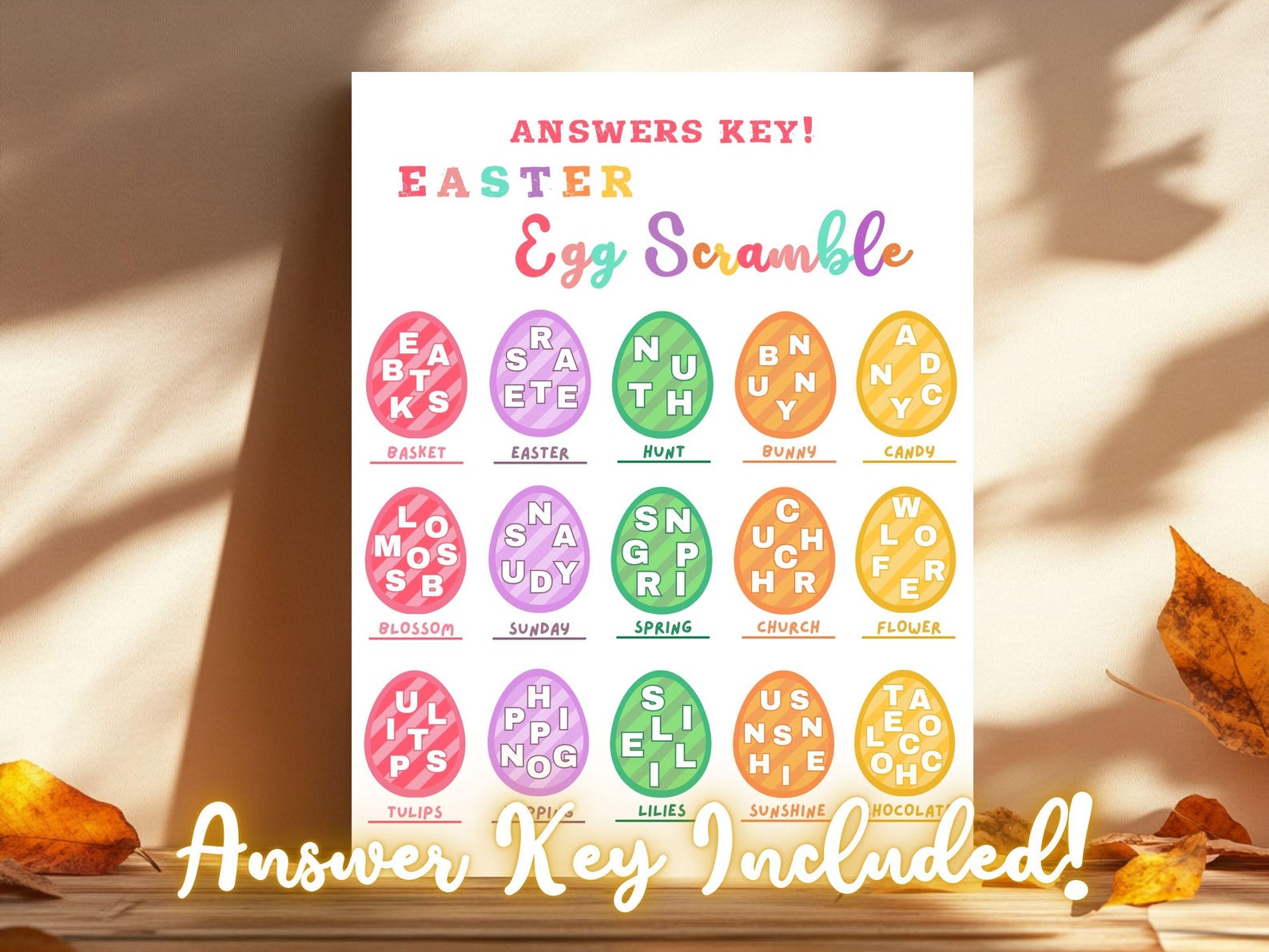 Easter Egg Scramble Words Printable Game Sheet Kids Easter Activities ...