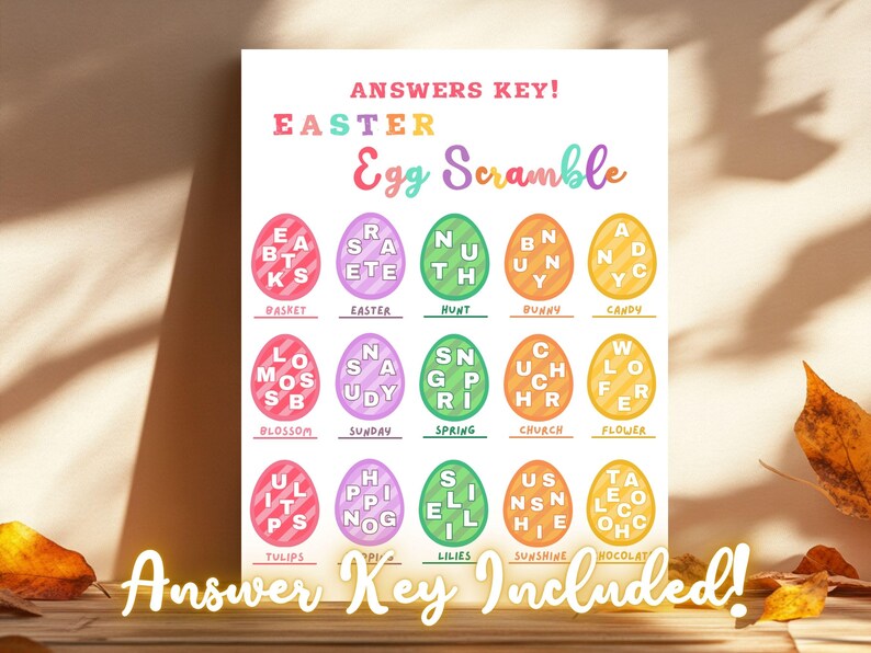 Easter Egg Scramble Words Printable Game Sheet Kids Easter Activities Egg Hunt School Party ...