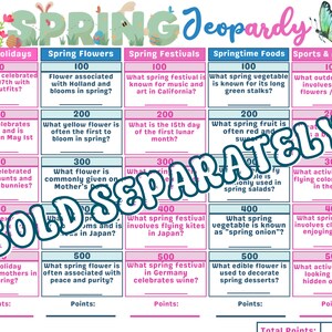 Spring Friendly Feud Game Sheet Printable Spring Easter Feud Games Kids ...