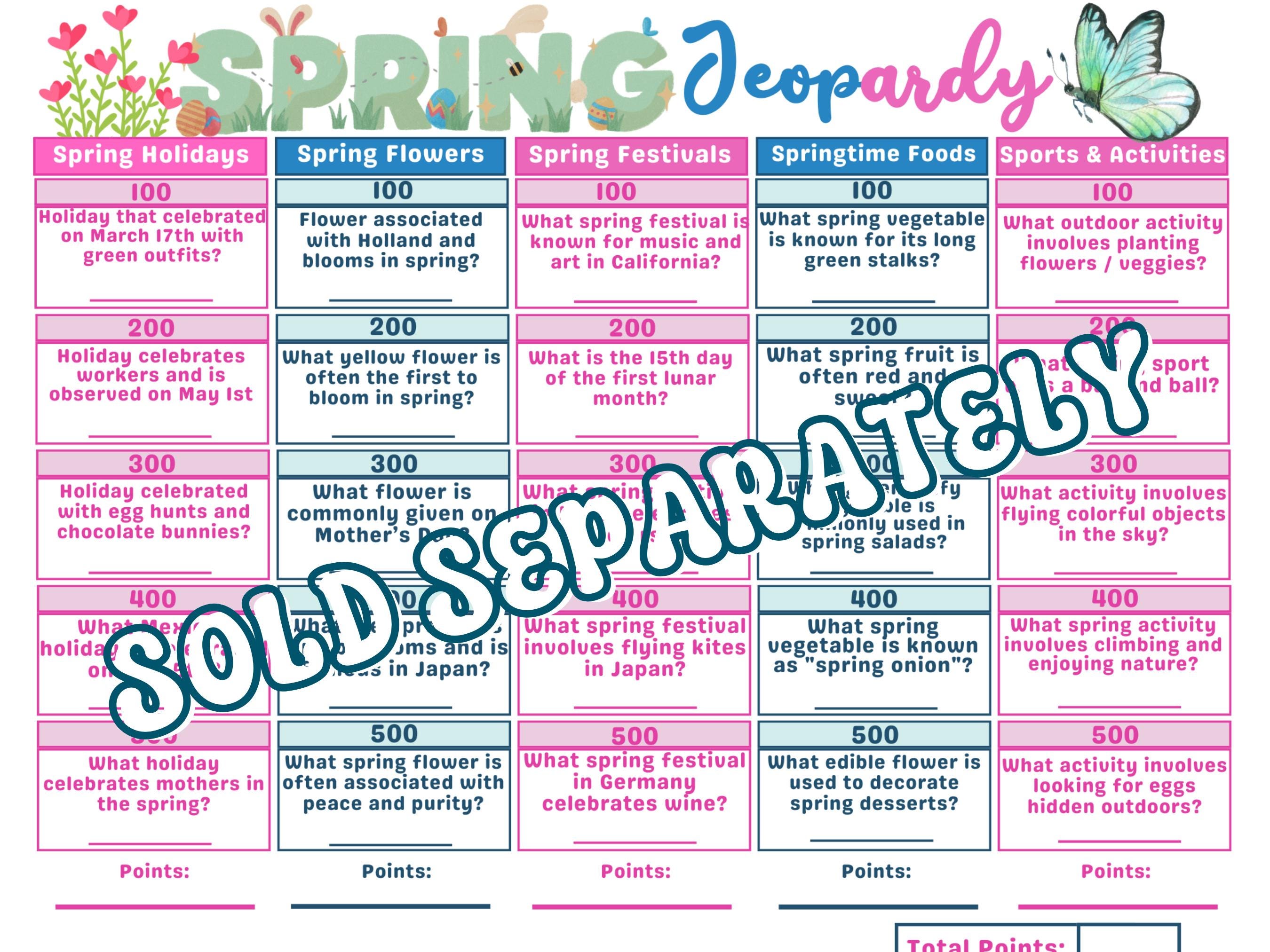 Spring Friendly Feud Game Sheet Printable Spring Easter Feud Games Kids ...