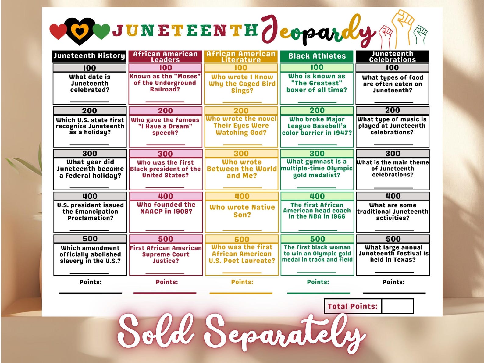 Juneteenth Friendly Feud Game Sheet Printable Family Holiday Party ...