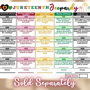 Juneteenth Friendly Feud Game Sheet Printable Family Holiday Party ...