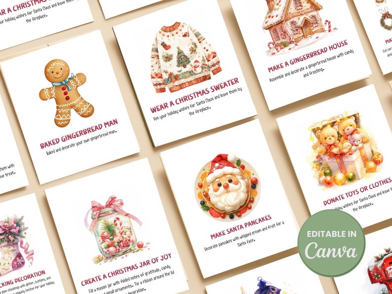 Printable Christmas Advent Calendar Activity Cards for Kids Holiday ...