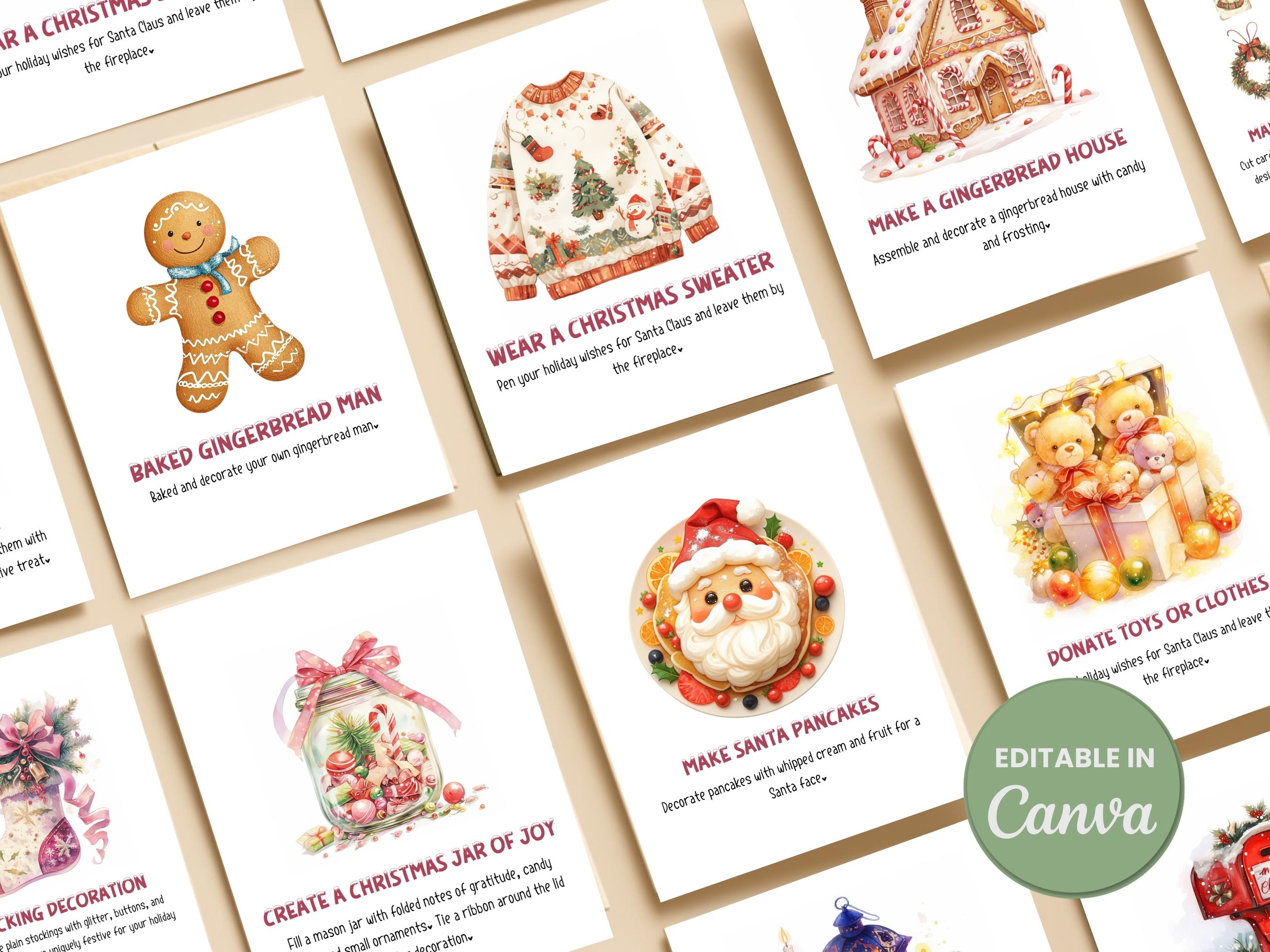 Printable Christmas Advent Calendar Activity Cards for Kids Holiday ...