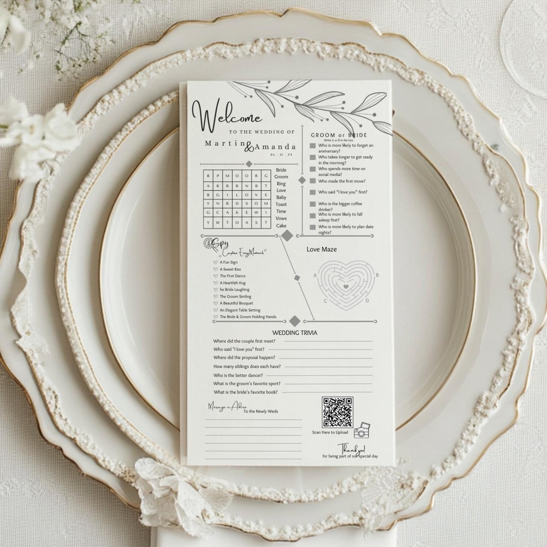 Wedding Table Games Cocktail Menu Activity Reception Wedding Bar Menu ...