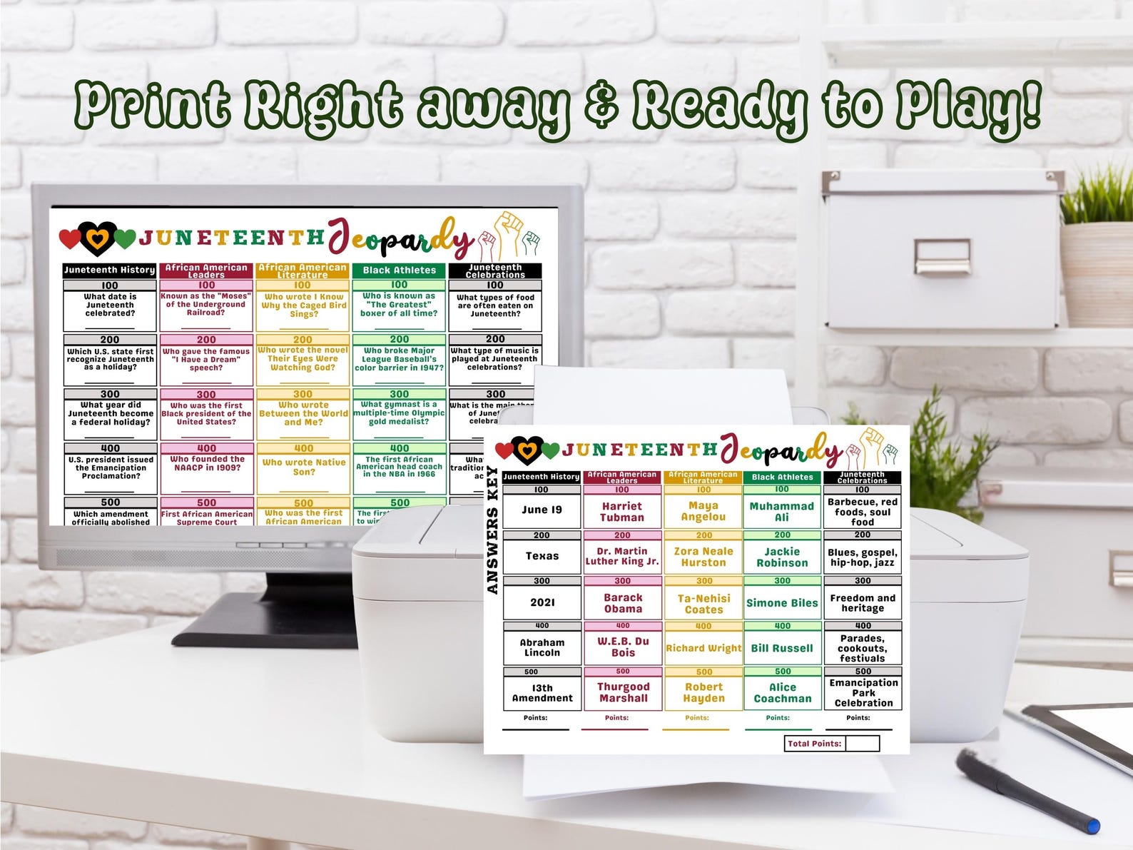 Juneteenth Jeopardy Black People Trivia Game Sheet African American ...