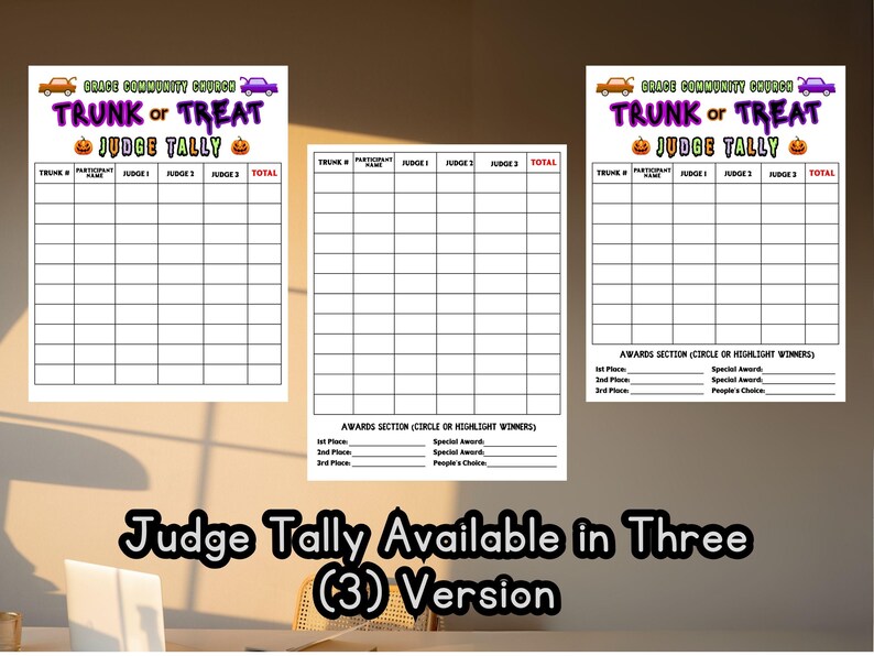 Trunk or Treat Judge Scorecard Church Halloween Contest Judges Score ...