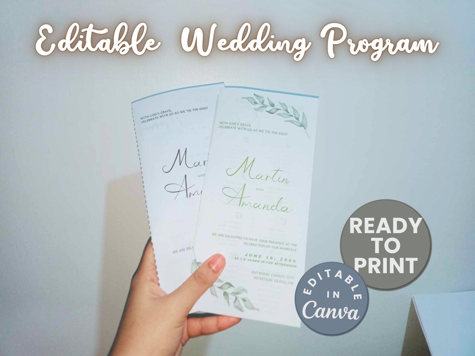 Tri Fold Wedding Program With Seating Chart Editable Canva Template ...