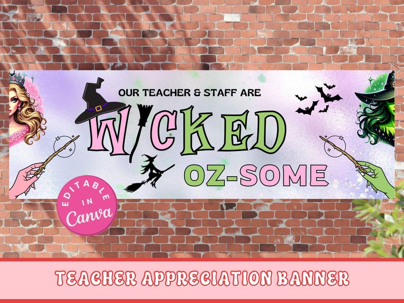 Editable Wicked Teacher Banner, Printable Wizard for Appreciation Week ...