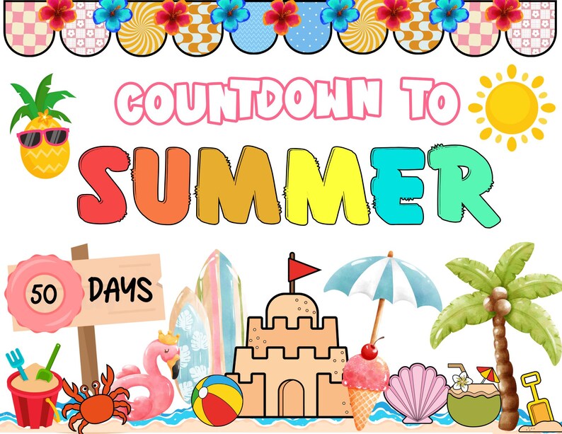 Beach Themed Countdown to Summer Bulletin Board Kit, End of School Year ...