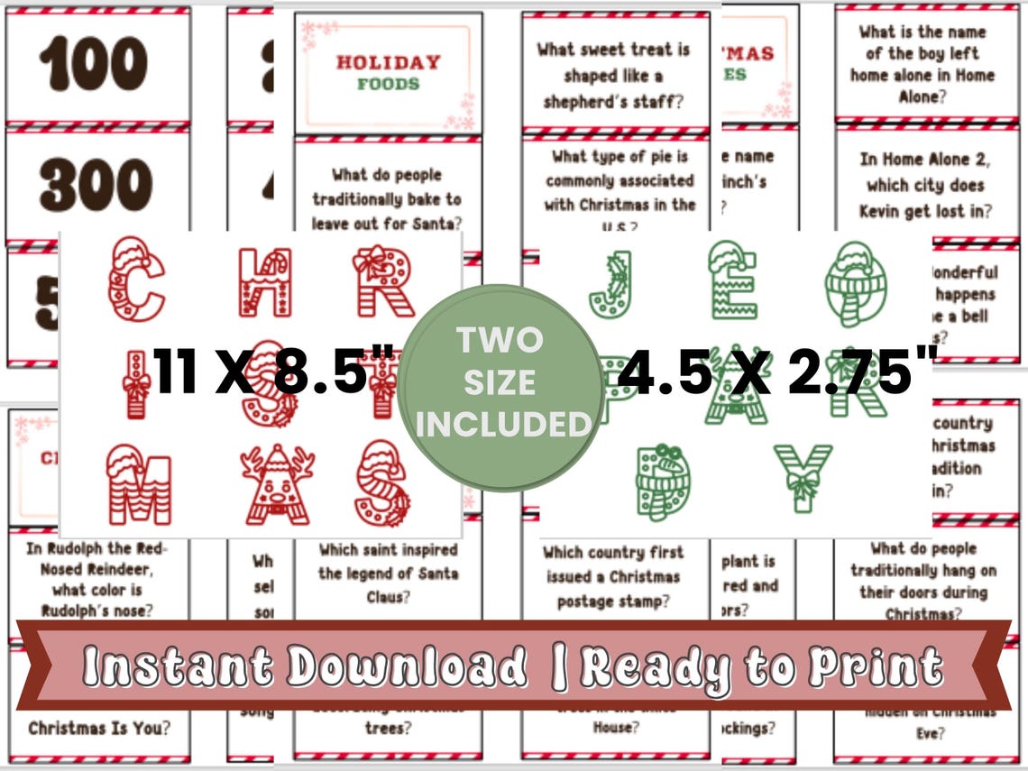 Christmas Jeopardy Game Printable Holiday Jeopardy Template Christmas ...