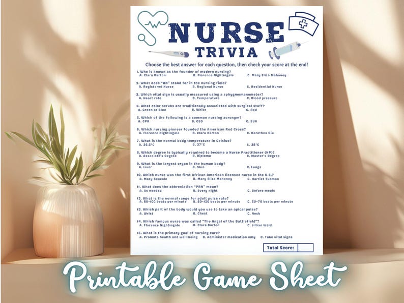 Nurse Appreciation Week Trivia Game Fun Gifts for Medical Staff Thank ...