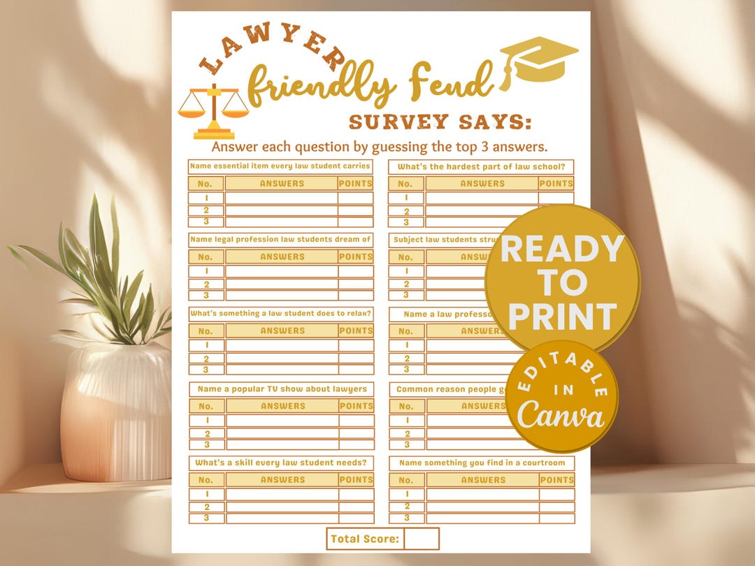 DIY Lawyer Graduation Games Printable Law School Graduation Game Legal ...