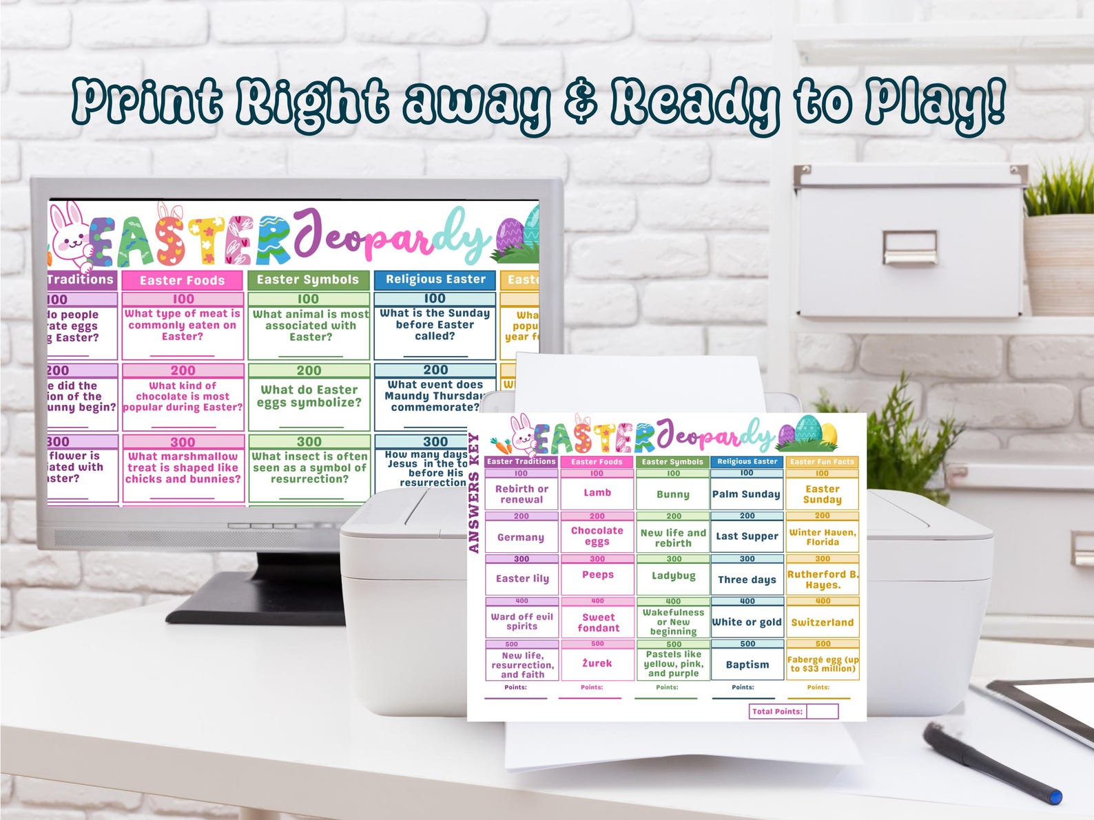 Easter Jeopardy Game Printables Easter Party Games Easter Bunny Trivia ...