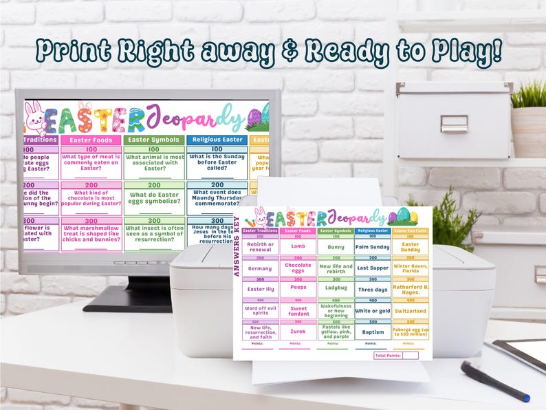 Easter Jeopardy Game Printables Easter Party Games Easter Bunny Trivia ...