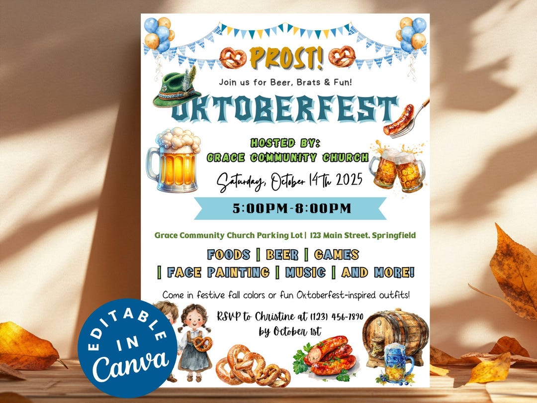 Church Oktoberfest Invitation Template German Oktoberfest Beer Party ...