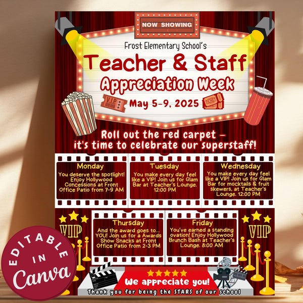 Hollywood Teacher Sign - Etsy