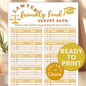 DIY Lawyer Graduation Games Printable Law School Graduation Game Legal ...