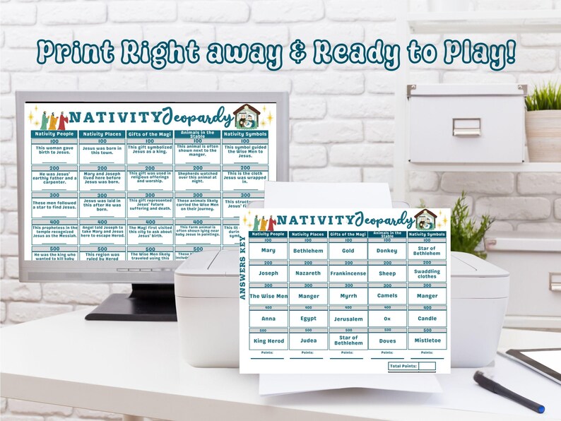 Nativity Jeopardy Game Sheet Printable Christmas Jeopardy Game Bible ...
