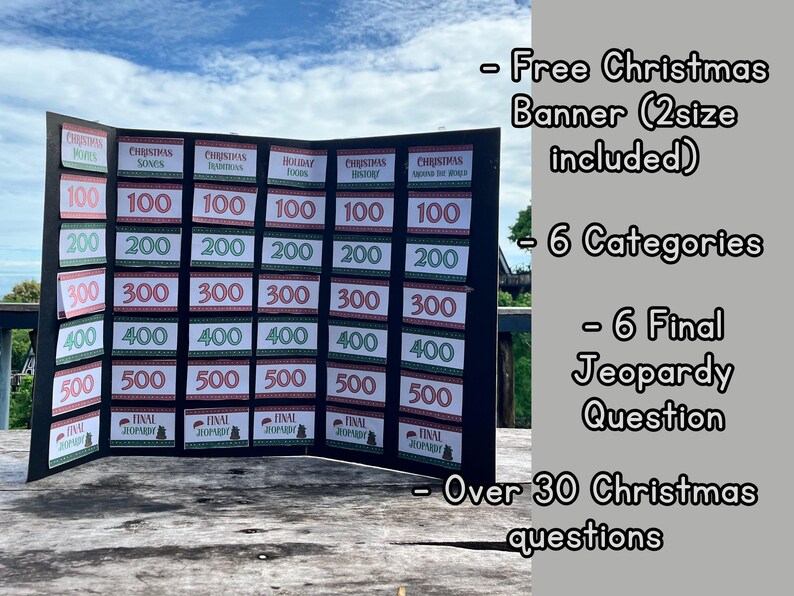 Christmas Trivia Jeopardy Board Game Printable Office Christmas ...