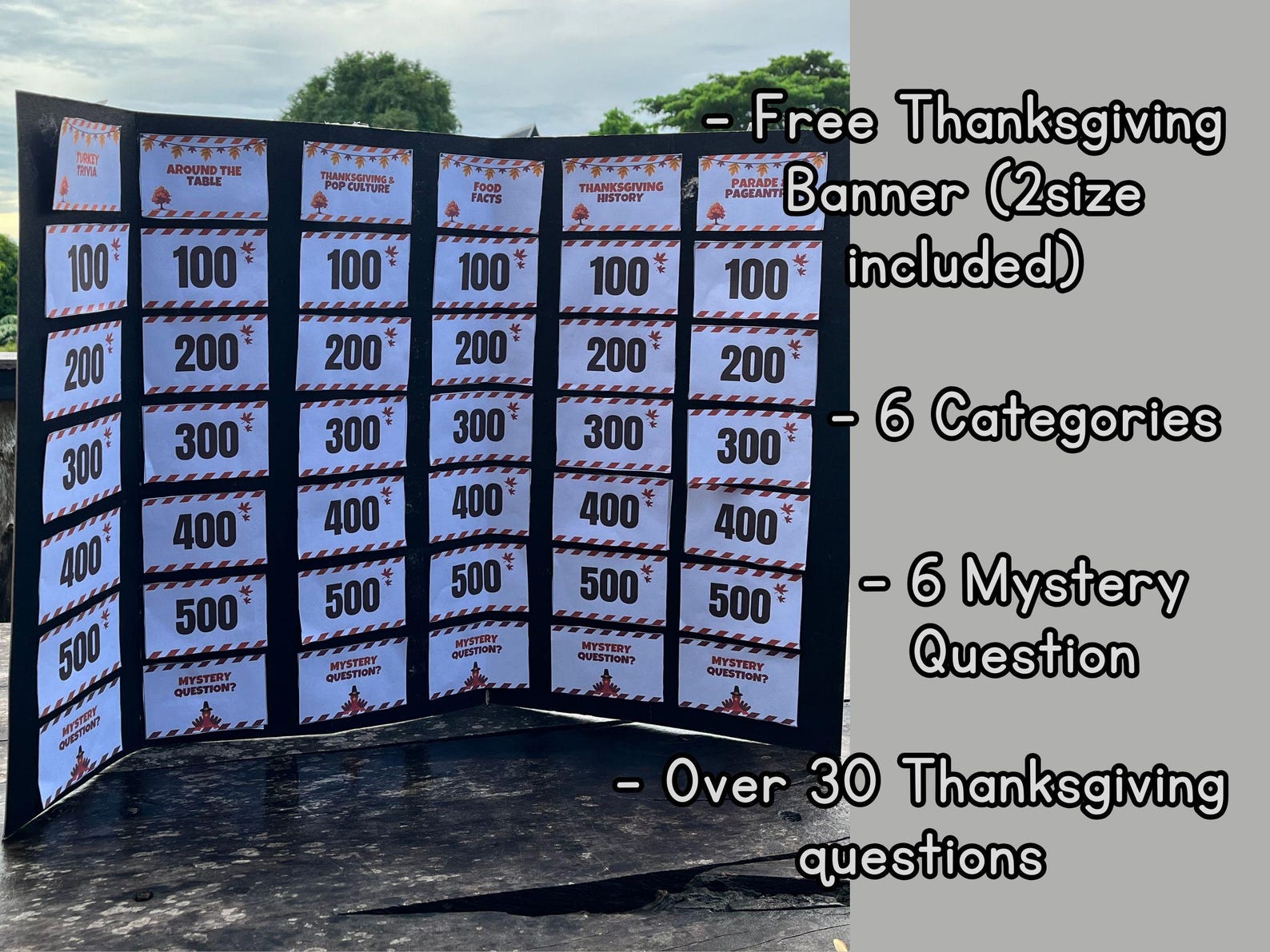 Thanksgiving Jeopardy Board Game Fall Trivia Jeopardy Game Office ...