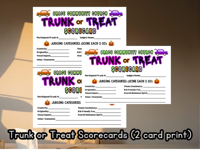 Trunk or Treat Judge Scorecard Church Halloween Contest Judges Score ...