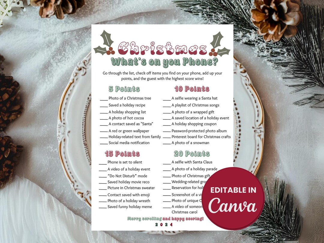 Christmas What's on Your Phone Printable Christmas Office Party Game ...