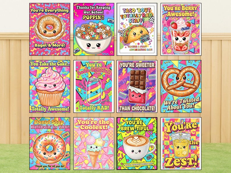 90s 80s Theme Teacher Appreciation Week Food Sign Printable Retro Theme ...