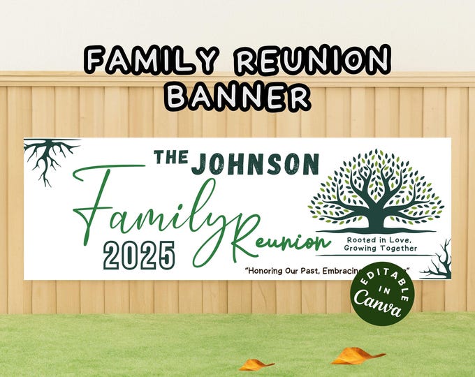 Family Tree Banner Sign Editable Family Reunion Welcome Sign Banner ...