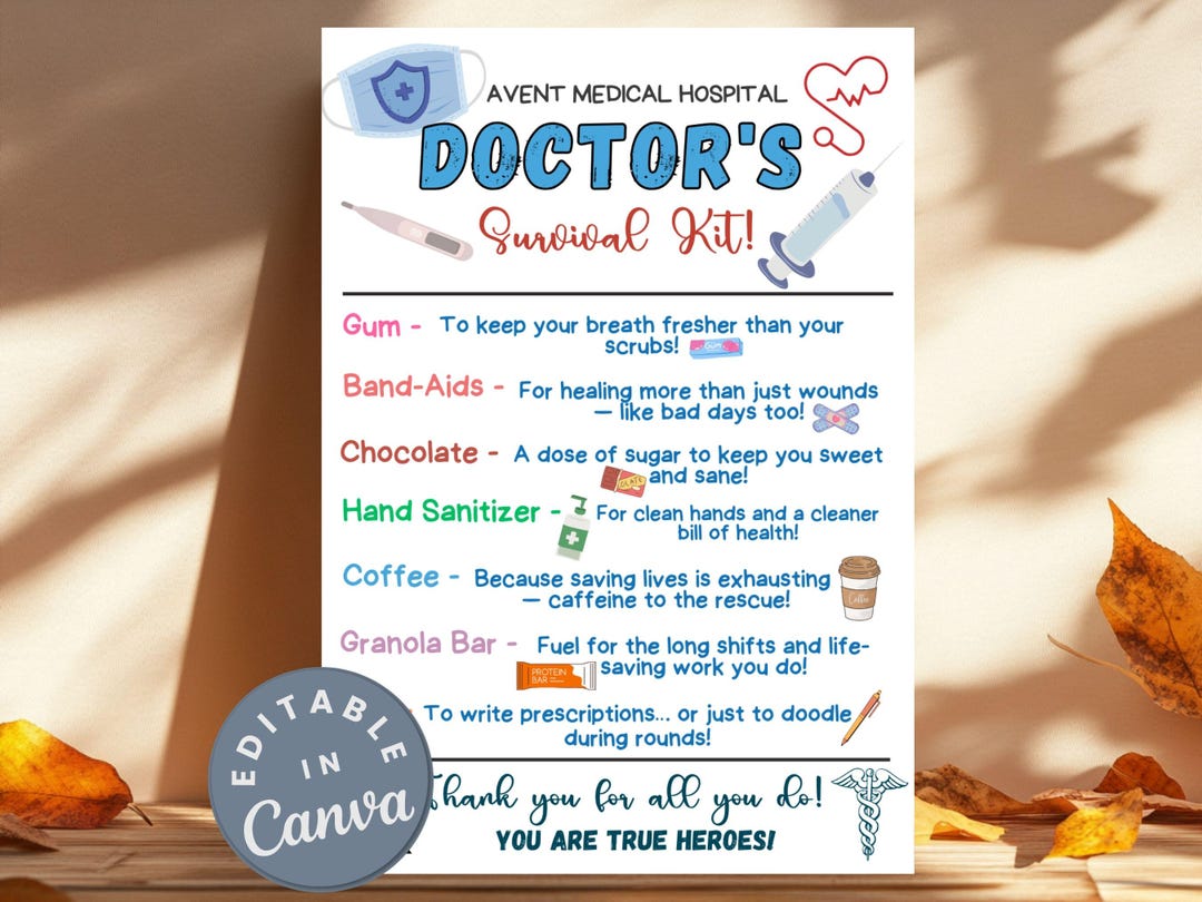 Editable Doctor Survival Kit Gift Tags National Doctors Day, Medical ...