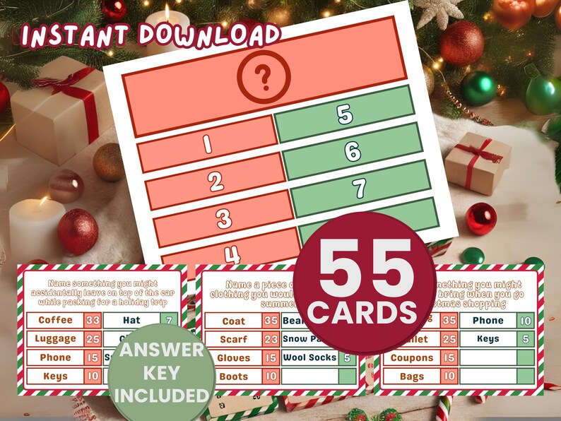 Christmas Family Feud Game Printable Family Friendly Holiday Trivia Fun ...