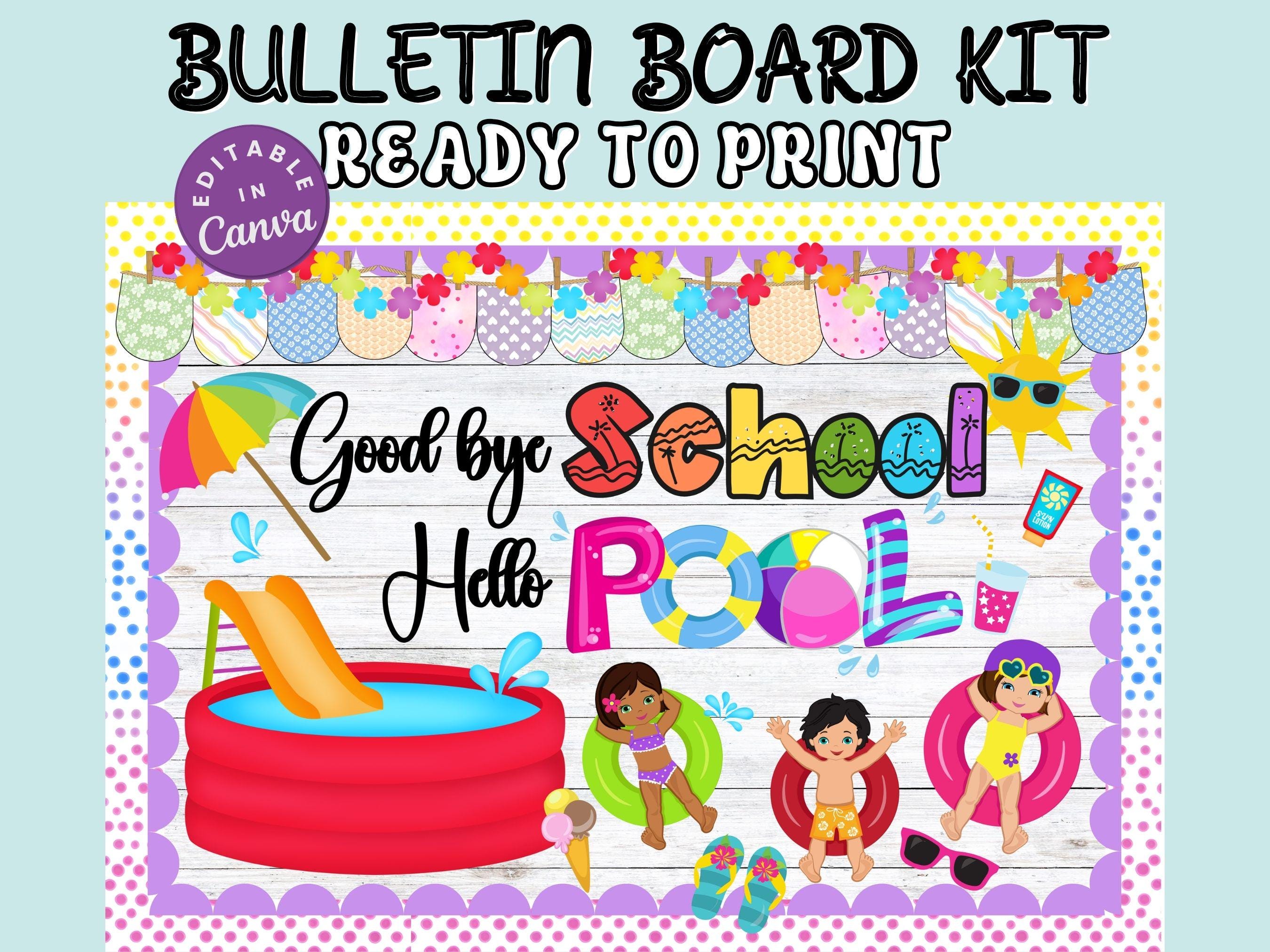 Pool Bulletin Board Decor, Summer Vibes for Classrooms, Pool Bulletin ...