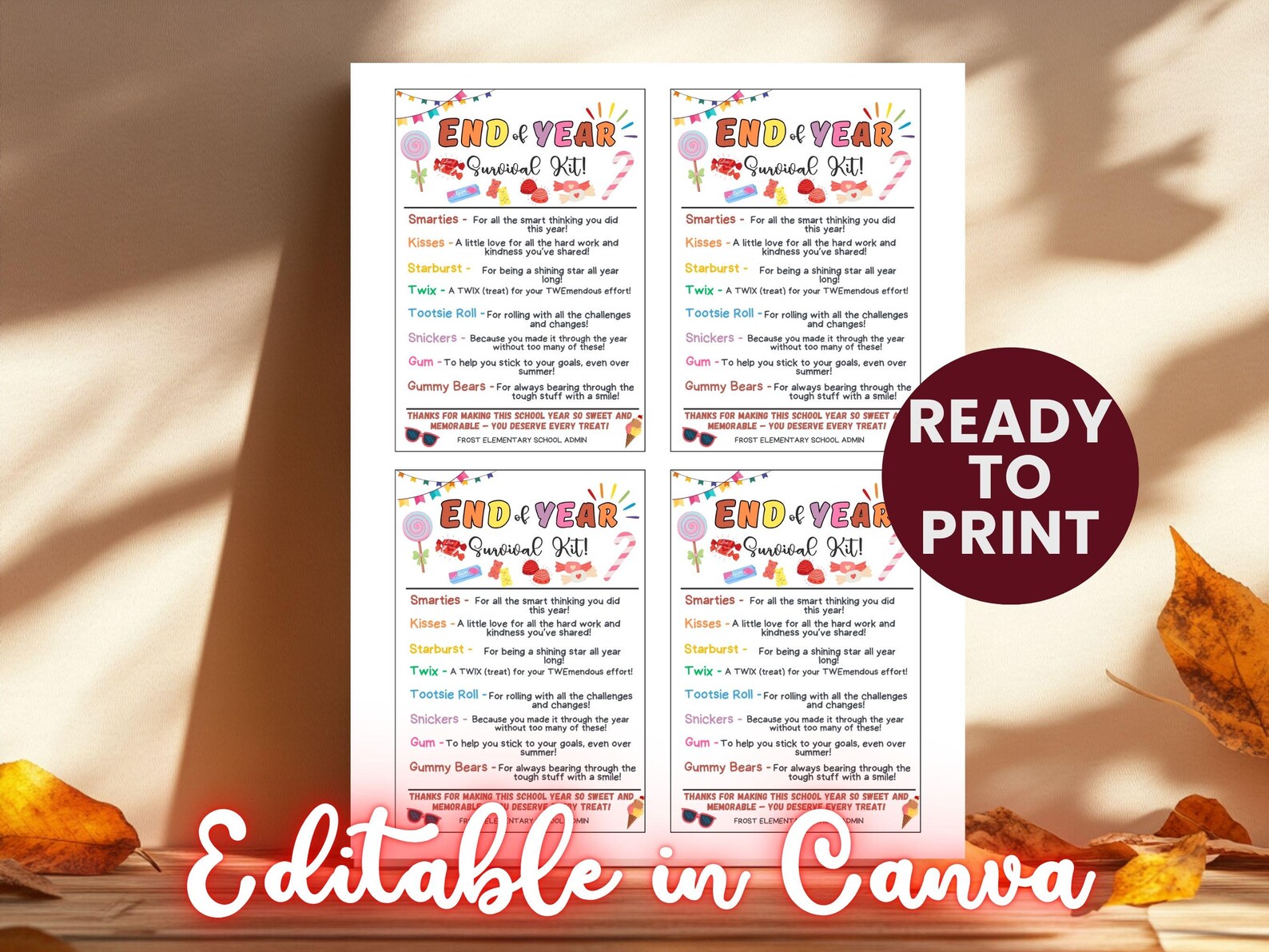 End of the School Year Survival Kit, Teacher Appreciation Gift, End of ...