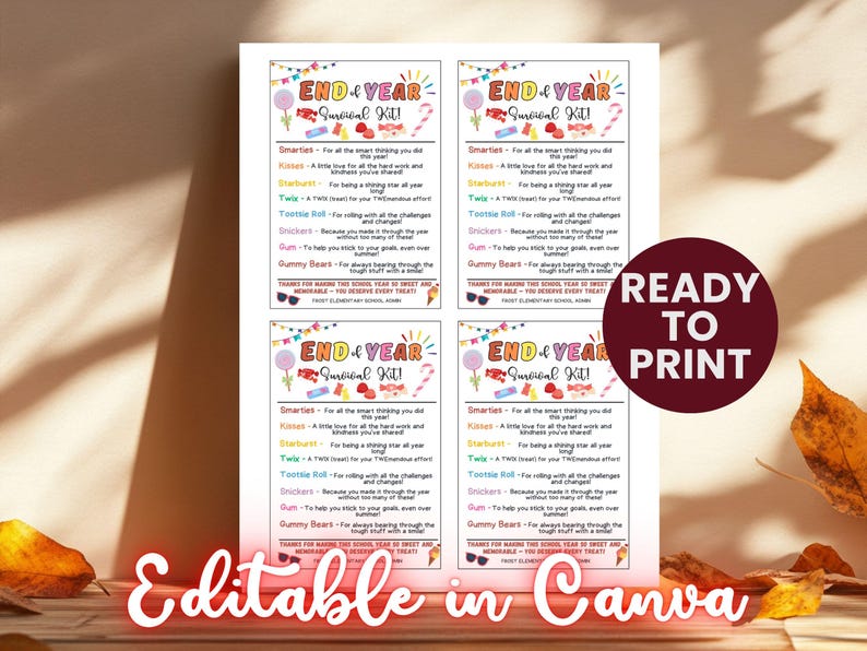 End of the School Year Survival Kit, Teacher Appreciation Gift, End of ...