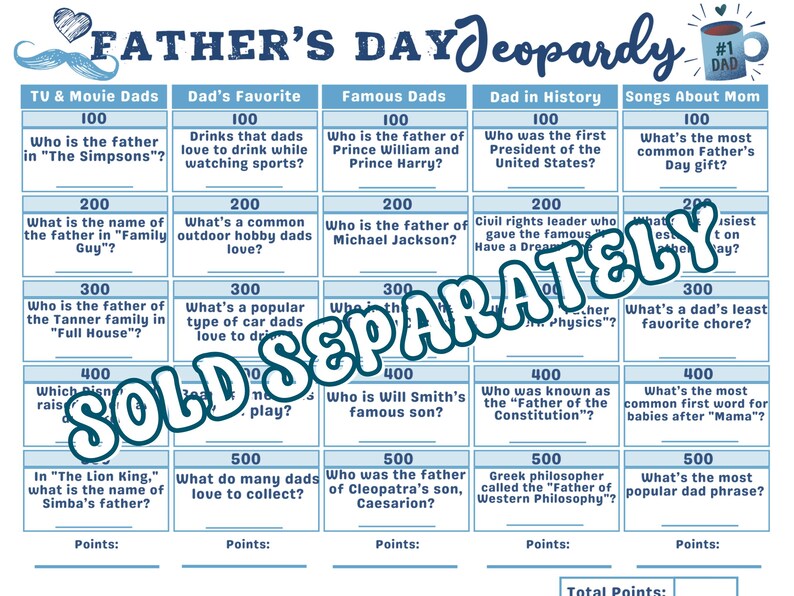 Fathers Day Trivia Game, Printable Family Fun, Interactive Party Game ...