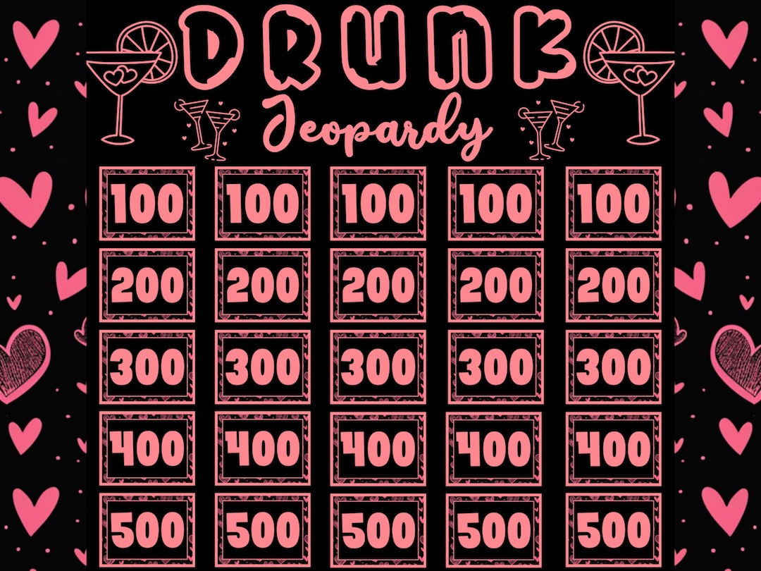 DIY Printable Drunk Jeopardy Board Drinking Game for Ladies Night Out ...