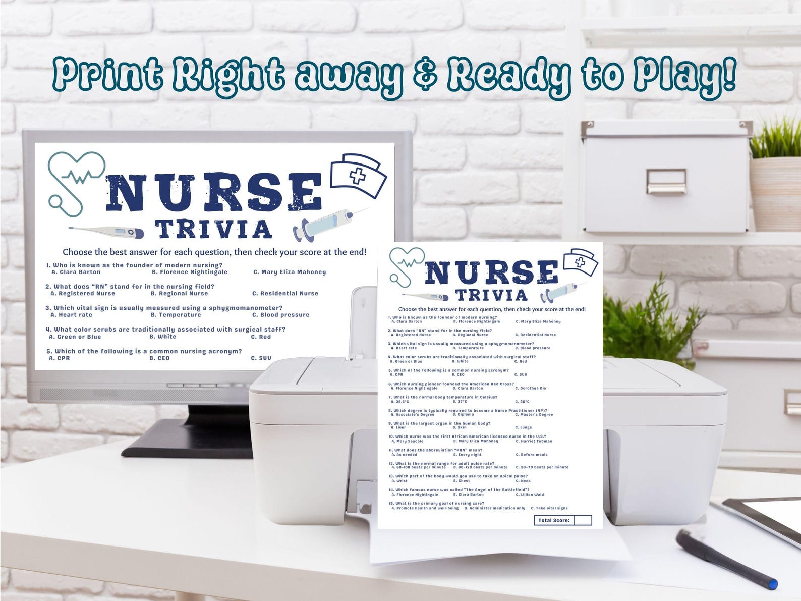 Nurse Appreciation Week Trivia Game Fun Gifts for Medical Staff Thank ...