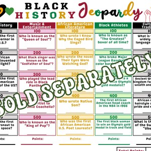 Printable Black History Month Trivia Game Sheet School Black History ...