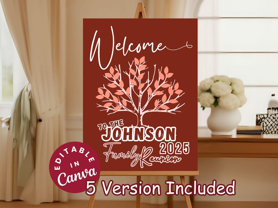 Maroon Family Reunion Welcome Sign, Custom Family Tree Decor ...
