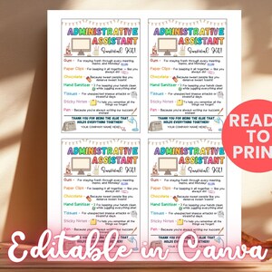 Administrative Assistant Survival Kit Editable Gift Tags for ...