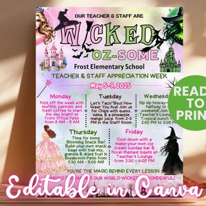 Wicked Teacher Appreciation Week Editable Itinerary Template, Staff ...