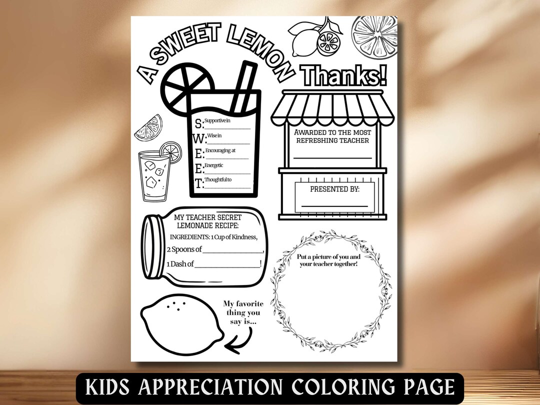 Lemon Teacher Appreciation Week Kids Coloring Page Citrus Theme All ...