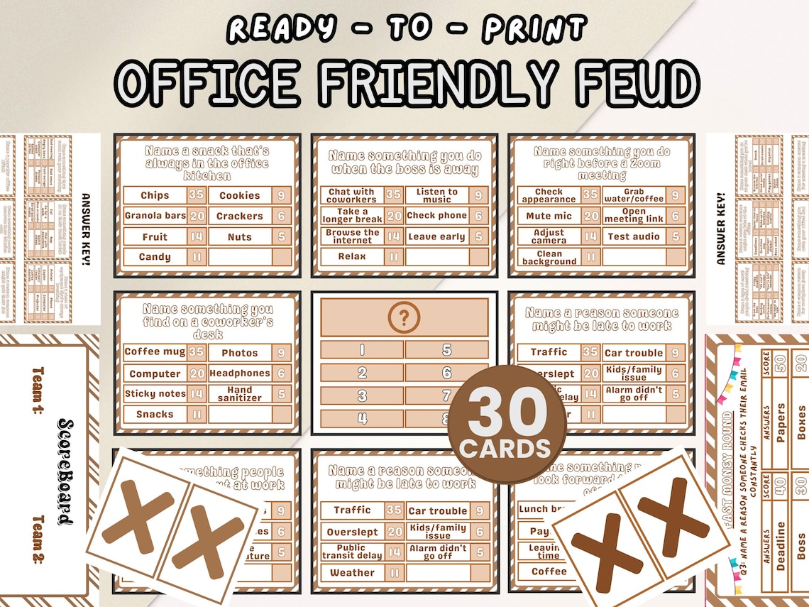 Office Friendly Feud Game Printable Fun Team Building Activities Group ...