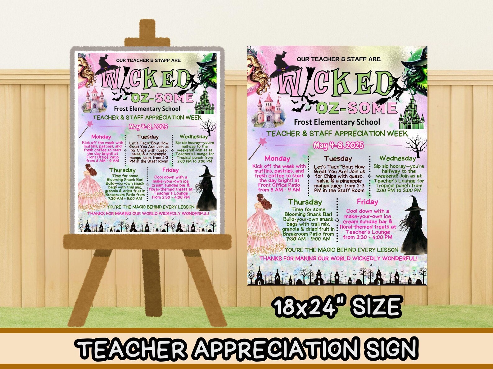 Wicked Signage Teacher Appreciation Week Editable Itinerary Poster ...