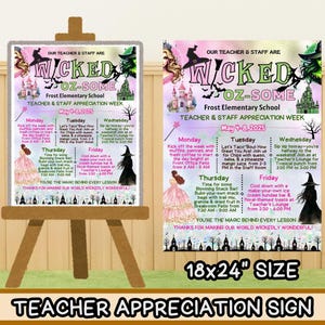 Wicked Signage Teacher Appreciation Week Editable Itinerary Poster ...