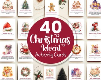 40 Advent Calendar Activity Cards Christmas Countdown Kids Advent Cards ...
