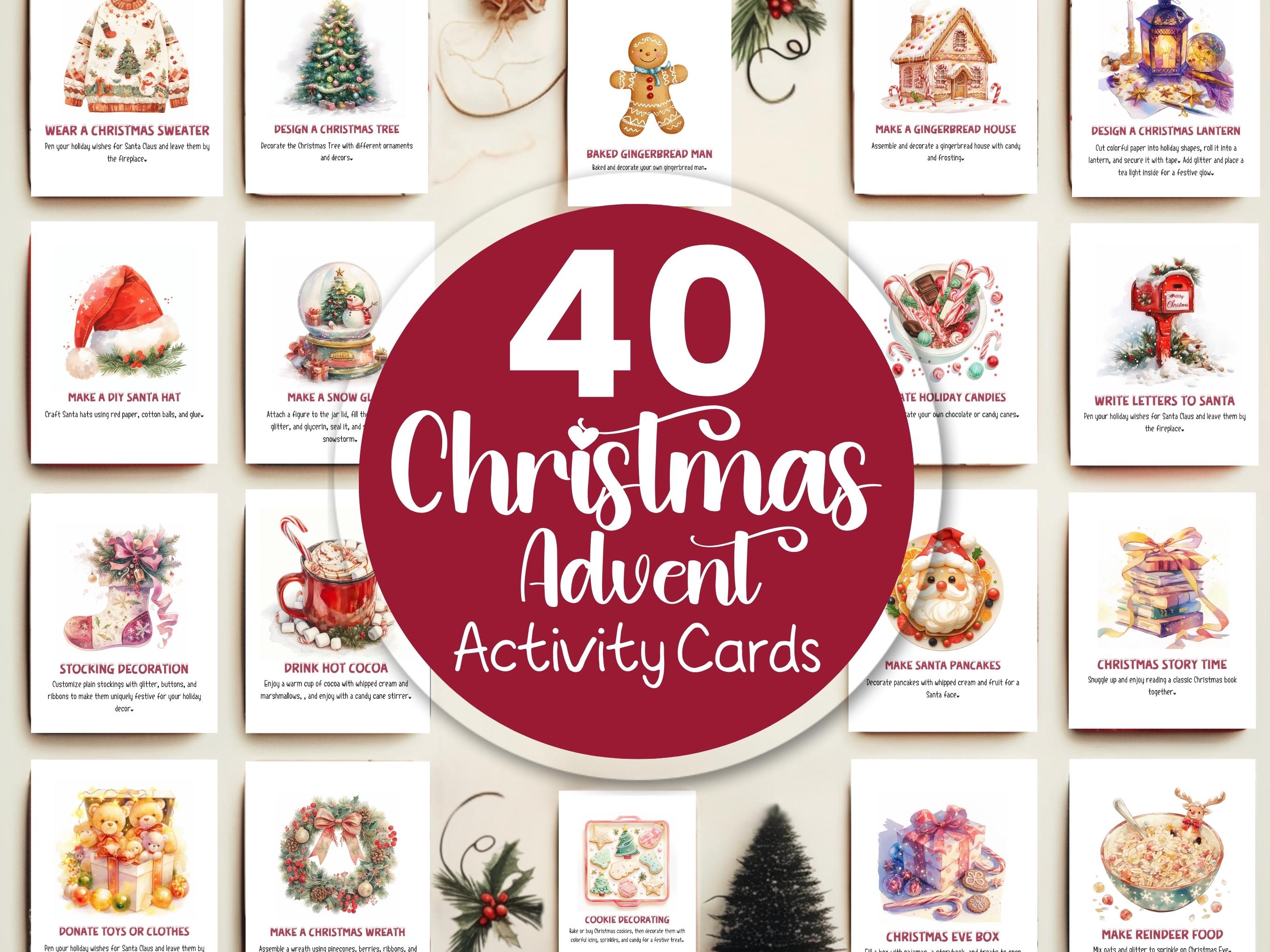Printable Christmas Advent Calendar Activity Cards for Kids Holiday ...