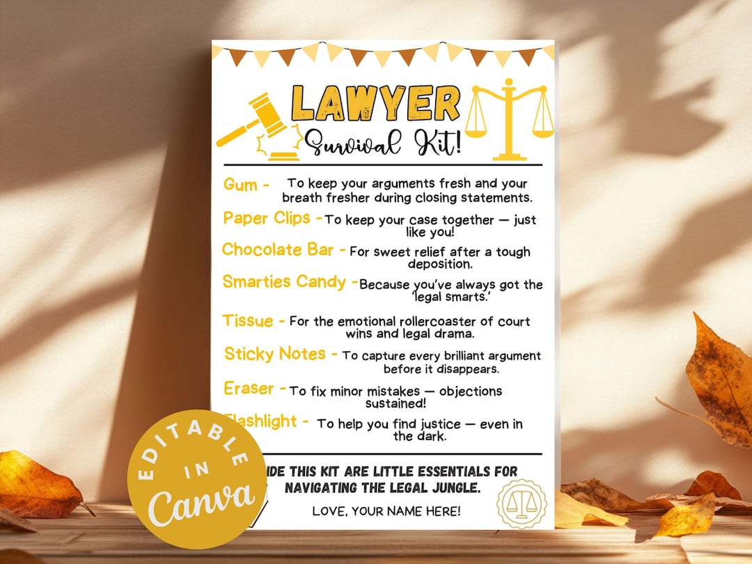 Lawyer Survival Kit Tags, Law School Graduation Gift, Bar Exam Prep ...