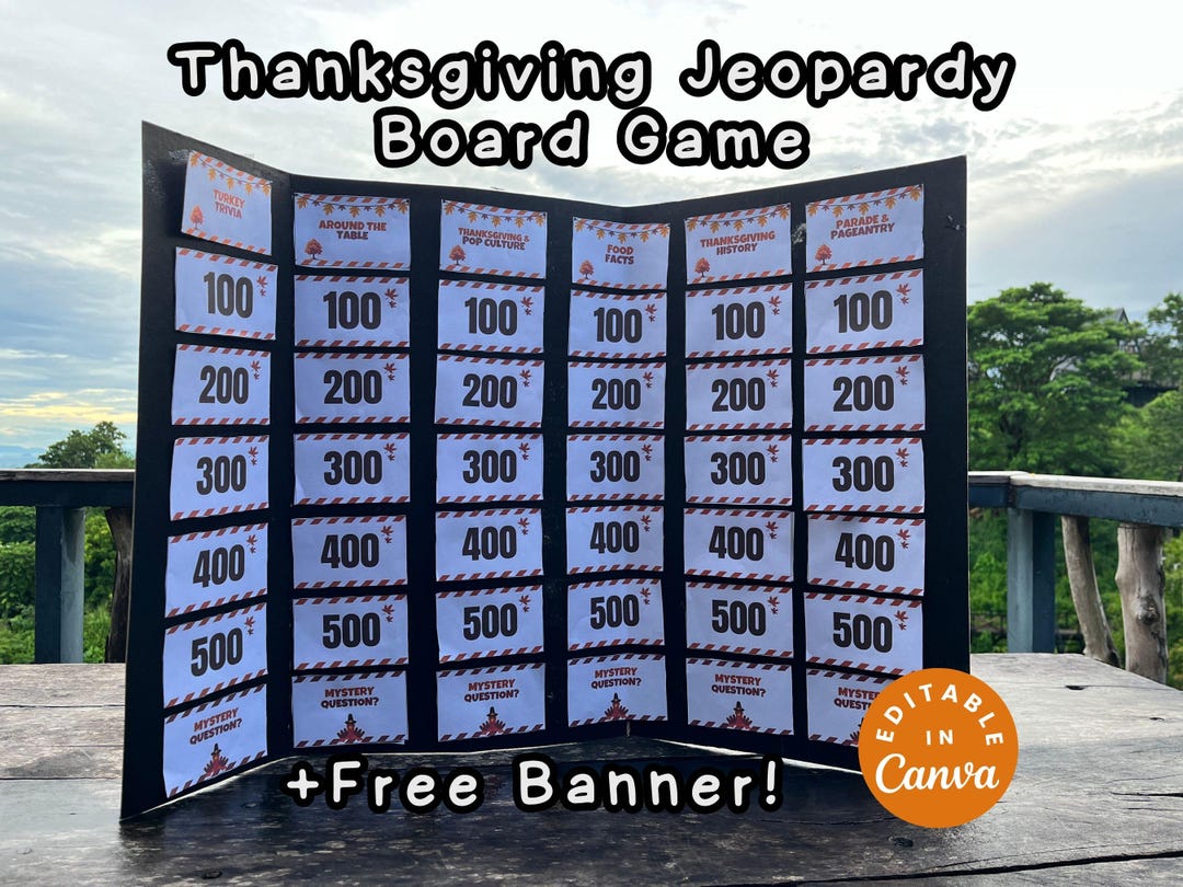 Thanksgiving Jeopardy Board Game Fall Trivia Jeopardy Game Office ...