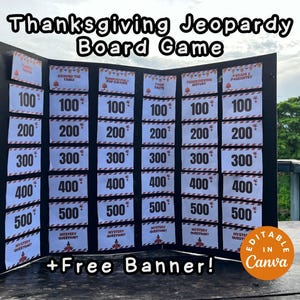 Thanksgiving Jeopardy Board Game Fall Trivia Jeopardy Game Office ...